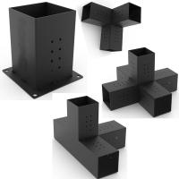 China Powder Coated Outdoor 3 Way Pergola Lumber Roof Corner Connector for 4x4 6x6 Timber for sale