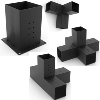 China Powder Coated Outdoor 3 Way Pergola Lumber Roof Corner Connector for 4x4 6x6 Timber for sale
