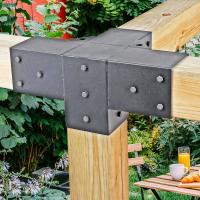China 3-Way Right Angle Corner Bracket Pergola DIY Kit for 6x6 Wood Beams Cast Iron Waterproof for sale