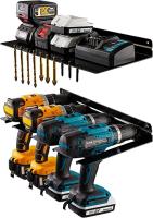 China Lacquer Finish Wall Mount Power Tool Shelf with 5 Drill Holders and Easy Installation for sale
