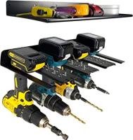 China Lacquer Finish Wall Mount Power Tool Shelf with 5 Drill Holders and Easy Installation for sale