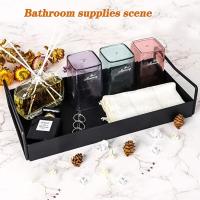China Serve Snacks in Style with this Rectangle Black Metal Tray with Handles 16.7x9.5 inches for sale