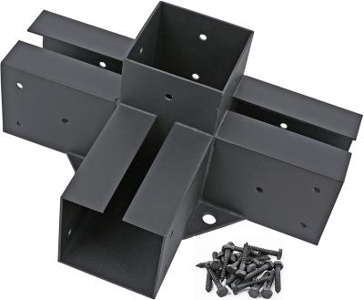 China 4-Way Right Angle Corner Brackets Flange Anchor Bases Stainless Steel Pergola Gazebo Kit Hardware for sale