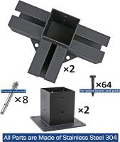 China 4-Way Right Angle Corner Brackets Flange Anchor Bases Stainless Steel Pergola Gazebo Kit Hardware for sale