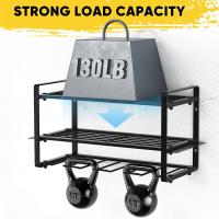 China 2mm Thickness Steel Wall Mounted Heavy Duty Metal Tool Shelf Drill Storage Holder for sale