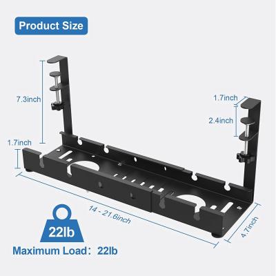 China Metal No Drilling and Retractable Design for Neat Under Desk Cable Management Tray for sale