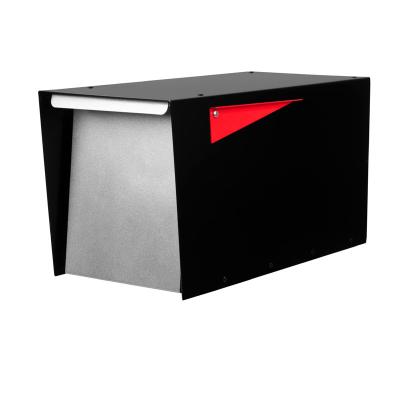 China Garden Modern Design Mailbox Post Mount Black Powder Coated Steel Heavy Duty Curbside Welded Mailbox for sale