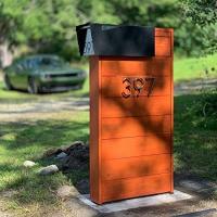 China Garden Modern Design Mailbox Post Mount Black Powder Coated Steel Heavy Duty Curbside Welded Mailbox for sale