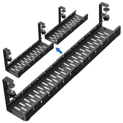 China No Drilling Required Under Desk Cable Management Metal Tray Cord Organizer with Clamp for sale
