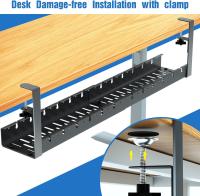 China No Drilling Required Under Desk Cable Management Metal Tray Cord Organizer with Clamp for sale