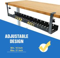 China No Drilling Required Under Desk Cable Management Metal Tray Cord Organizer with Clamp for sale