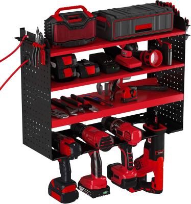 China Garage Organization Simplified with 4 Drill Slots Wall Mounted Power Tool Organizer for sale