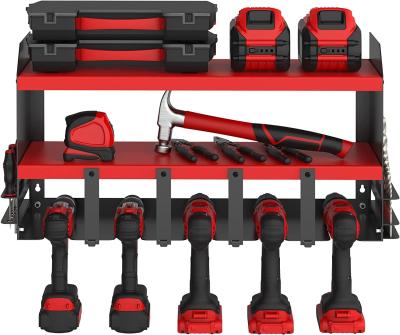 China Logo Shape Pegboard Power Tool Organizer with 5 Drill Slots and Screwdriver Holder for sale