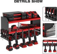 China Logo Shape Pegboard Power Tool Organizer with 5 Drill Slots and Screwdriver Holder for sale