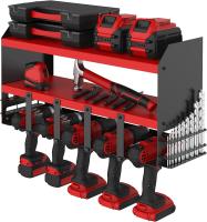 China Logo Shape Pegboard Power Tool Organizer with 5 Drill Slots and Screwdriver Holder for sale