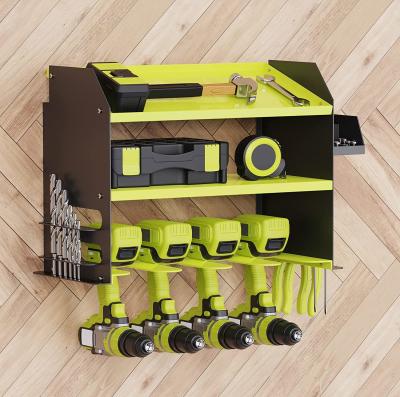 China Garage Workshop Drill Bit Storage Shelf with Screws Box Pegboard Power Tool Organizer for sale