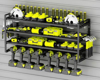 China Organized Pegboard Power Tool Holder 8 Drill Wall Mount 4 Layer Heavy Duty Storage Rack for sale