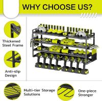 China Organized Pegboard Power Tool Holder 8 Drill Wall Mount 4 Layer Heavy Duty Storage Rack for sale