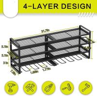 China Organized Pegboard Power Tool Holder 8 Drill Wall Mount 4 Layer Heavy Duty Storage Rack for sale