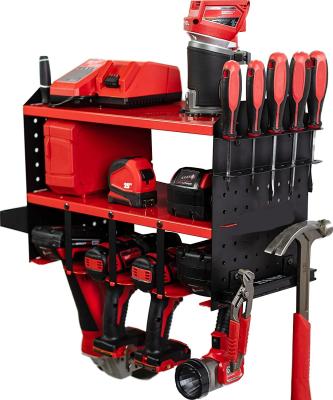China Pegboard Cordless Drill Battery Charging Station Utility Shelf Power Tool Organizer with Magnet Bar Storage Bin for sale