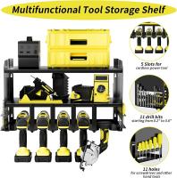 China 3 Tiers Power Tool Storage Rack Wall Mount Utility Shelf Organizer for Cordless Drill for sale