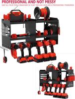 China Wall Mounted Garage Cordless Power Tool Pegboard Hook Organizer Storage Rack 6 Holder for sale