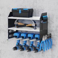 China Double Shelf Power Tool Organizer Saw Holder Charging Station Work Site Storage Box for sale
