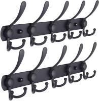 China Multifunctional Wall Mounted Coat Hook Rail Stainless Steel Over Door 5 Tri Hooks Black for sale