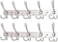 China Multifunctional Wall Mounted Coat Hook Rail Stainless Steel Over Door 5 Tri Hooks Black for sale
