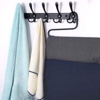 China Multifunctional Wall Mounted Coat Hook Rail Stainless Steel Over Door 5 Tri Hooks Black for sale