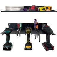 China Heavy Duty Wall Mounted Power Tools Storage Organizer Cordless Drill Holder Rack with Shelf for sale