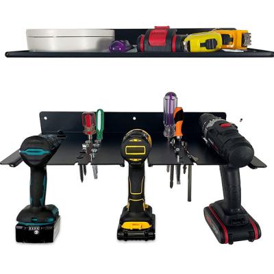 China Heavy Duty Wall Mounted Power Tools Storage Organizer Cordless Drill Holder Rack with Shelf for sale