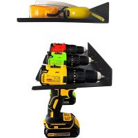 China Heavy Duty Wall Mounted Power Tools Storage Organizer Cordless Drill Holder Rack with Shelf for sale