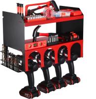 China Metal Wall Mount Power Tool Storage Organizer with Four Drill Holders and Drill Bit Rack for sale
