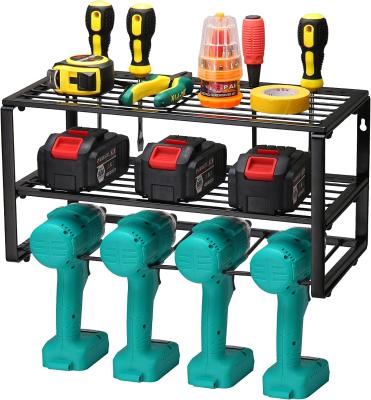 China Wall Mounted Carbon Steel Rectangle Drill Storage Rack for Power Tool Organization for sale