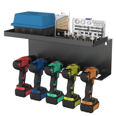 China Heavy Duty Floating Tool Shelf Metal Power Tool Storage Organizer Holder Wall Mounted Storage Rack for sale
