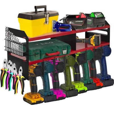 China Cordless Drill Tool Holder Organization Storage Rack with Metal Wall Mount Shelf for sale