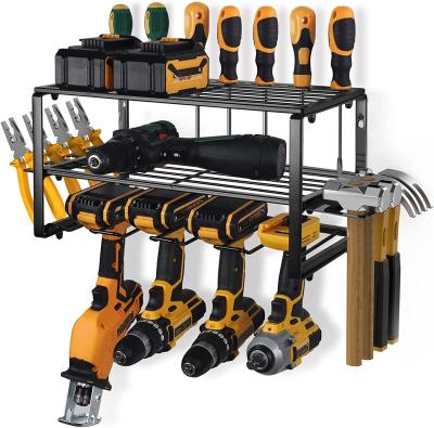 China Efficiently Store Your Metal Wall-Mounted Drill Holder with Our Heavy Duty Tool Shelf for sale
