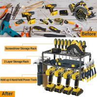 China Efficiently Store Your Metal Wall-Mounted Drill Holder with Our Heavy Duty Tool Shelf for sale