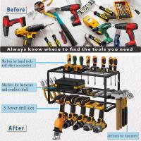 China 5 Drill Holders Wall Mount Metal Shelf Heavy Duty Steel Power Tool Storage for Garage for sale