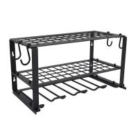 China 5 Drill Holders Wall Mount Metal Shelf Heavy Duty Steel Power Tool Storage for Garage for sale