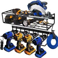 China 5 Drill Holders Wall Mount Metal Shelf Heavy Duty Steel Power Tool Storage for Garage for sale