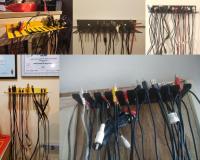 China Customized Logo Print Iron Modular Patch Cable Holder Wall Mountable Hanger Claw 19 Slots for sale