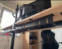 China Living Room Cable Management Organizer Single Tier Black Wrinkle Spray Under Desk Tidy for sale