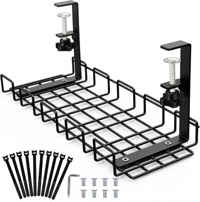 China Metal Wire Cable Holder for Desks Clamp Mount System for Under Desk Cord Organizer for sale