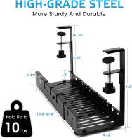 China Adjustable Under Desk Cable Management Tray with Hooks Customized ISO9001 Rohs CE for sale