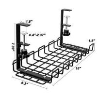 China Sturdy Carbon Steel Wire Organizer Tray for No Drilling Under Desk Cable Management for sale