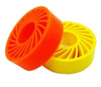 China 65A Hardness Wear Resistant Cast Polyurethane Products Red Yellow Polyurethane Paper Press Wheel for sale