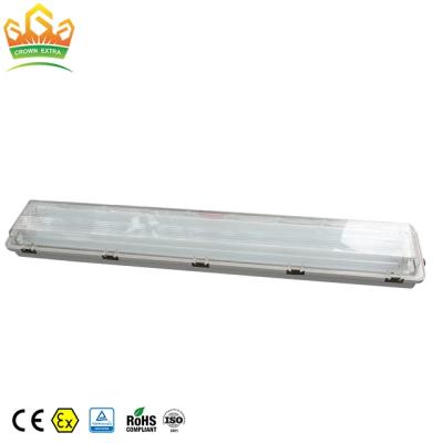 China Explosion Proof Fluorescent Light 600mm 1200mm ATEX Certified Zone 1 2 21 22 for sale