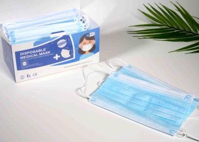 China Adult Blue White Disposable Mouth Mask With Flexible Adjustable Earloops for sale